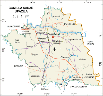 Maps of Bangladesh: Political Map of Comilla Sadar Upazila