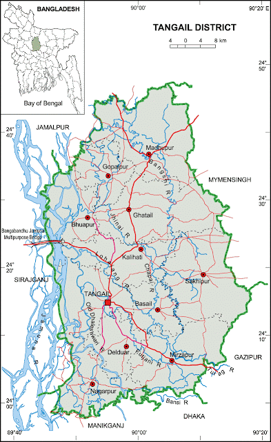 Maps of Bangladesh: Political Map of Tangail District