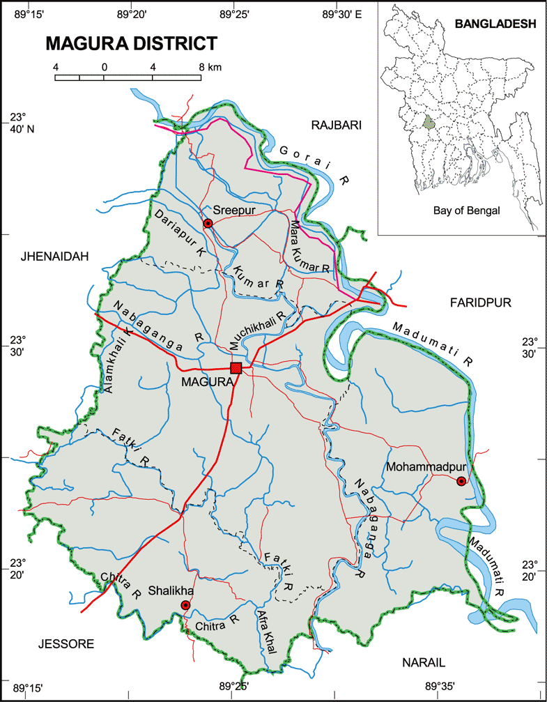 Maps of Bangladesh: Political Map of Magura District
