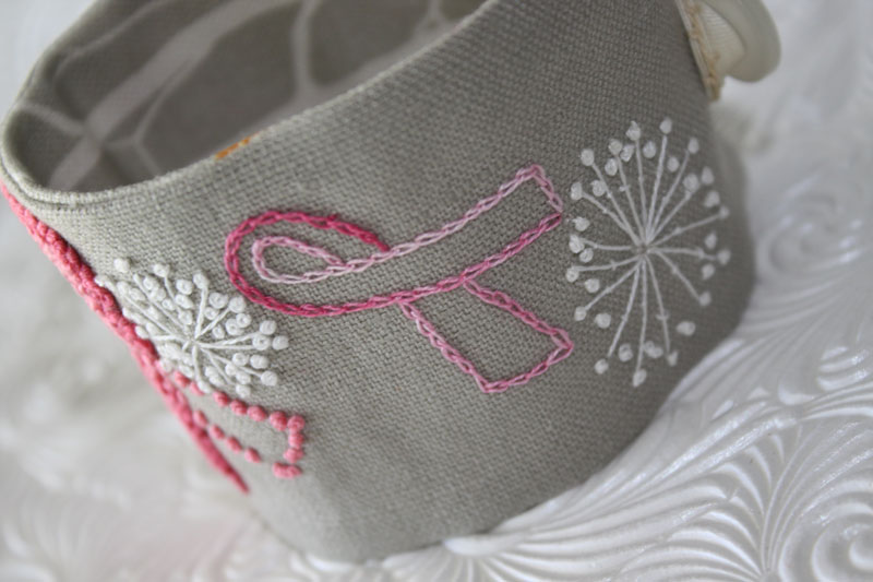 Waterrose Handcrafted Obsessions: Cure for Cancer Hand Embroidered Cuff