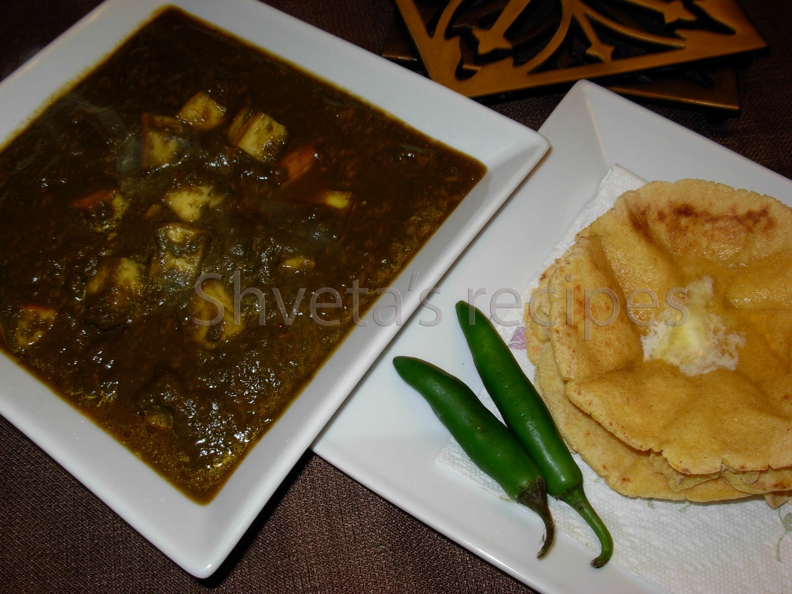 Shveta's Recipes: Makki di roti / Sarson da saag (Corn flat bread with ...