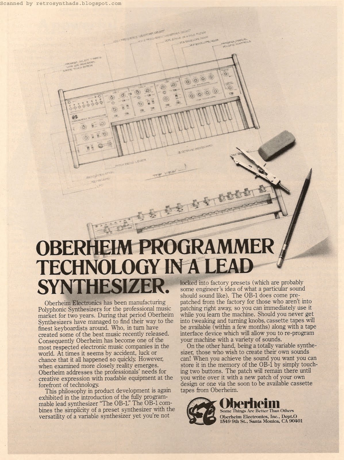 Retro Synth Ads: Oberheim OB-1, Contemporary Keyboard, Synapse, 1977