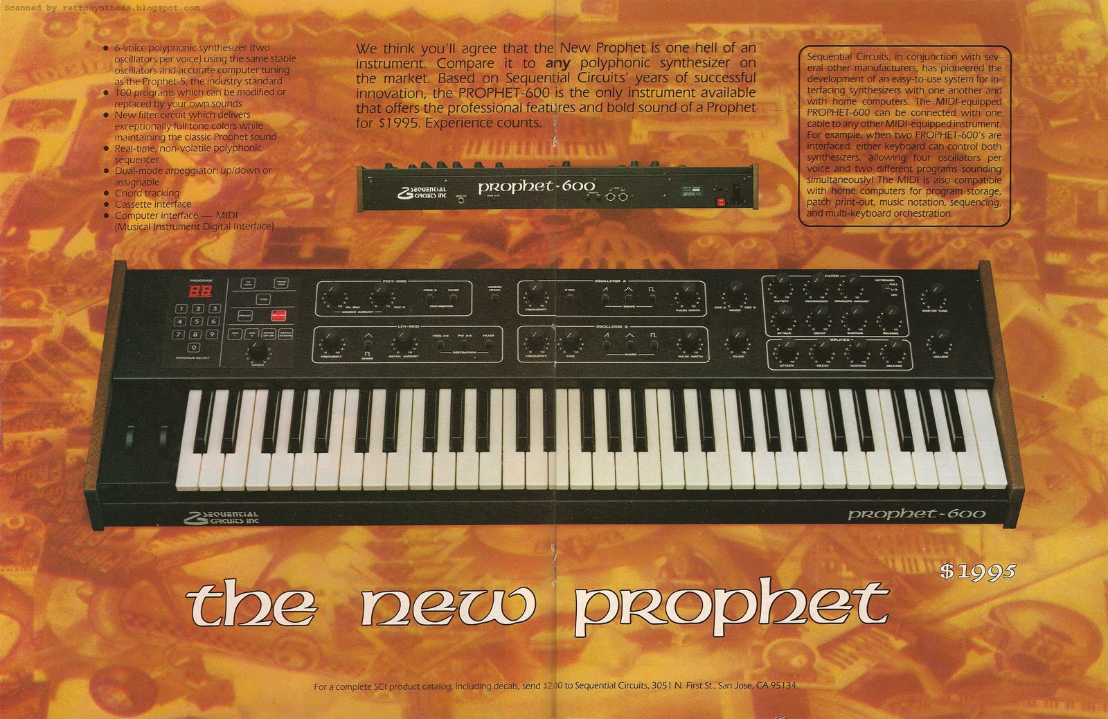 Retro Synth Ads: Sequential Circuits Inc. Prophet-600, Keyboard 1983