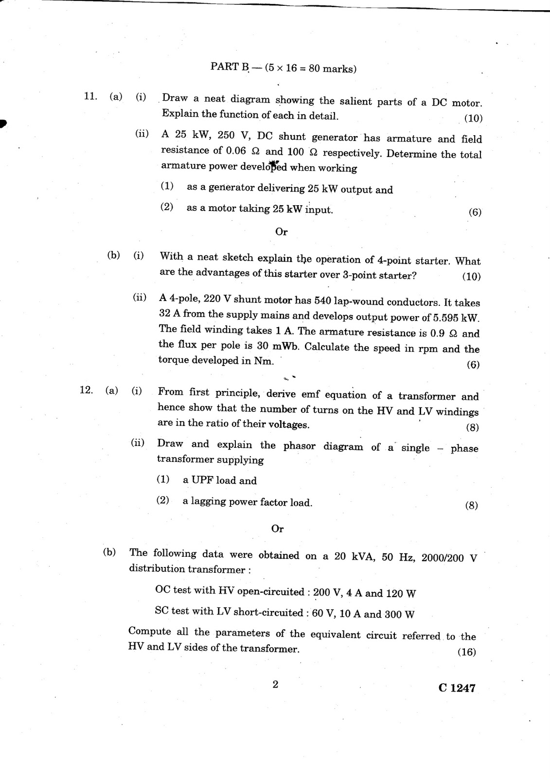 ANNA UNIVERSITY QUESTION BANK: ELECTRICAL MACHINES