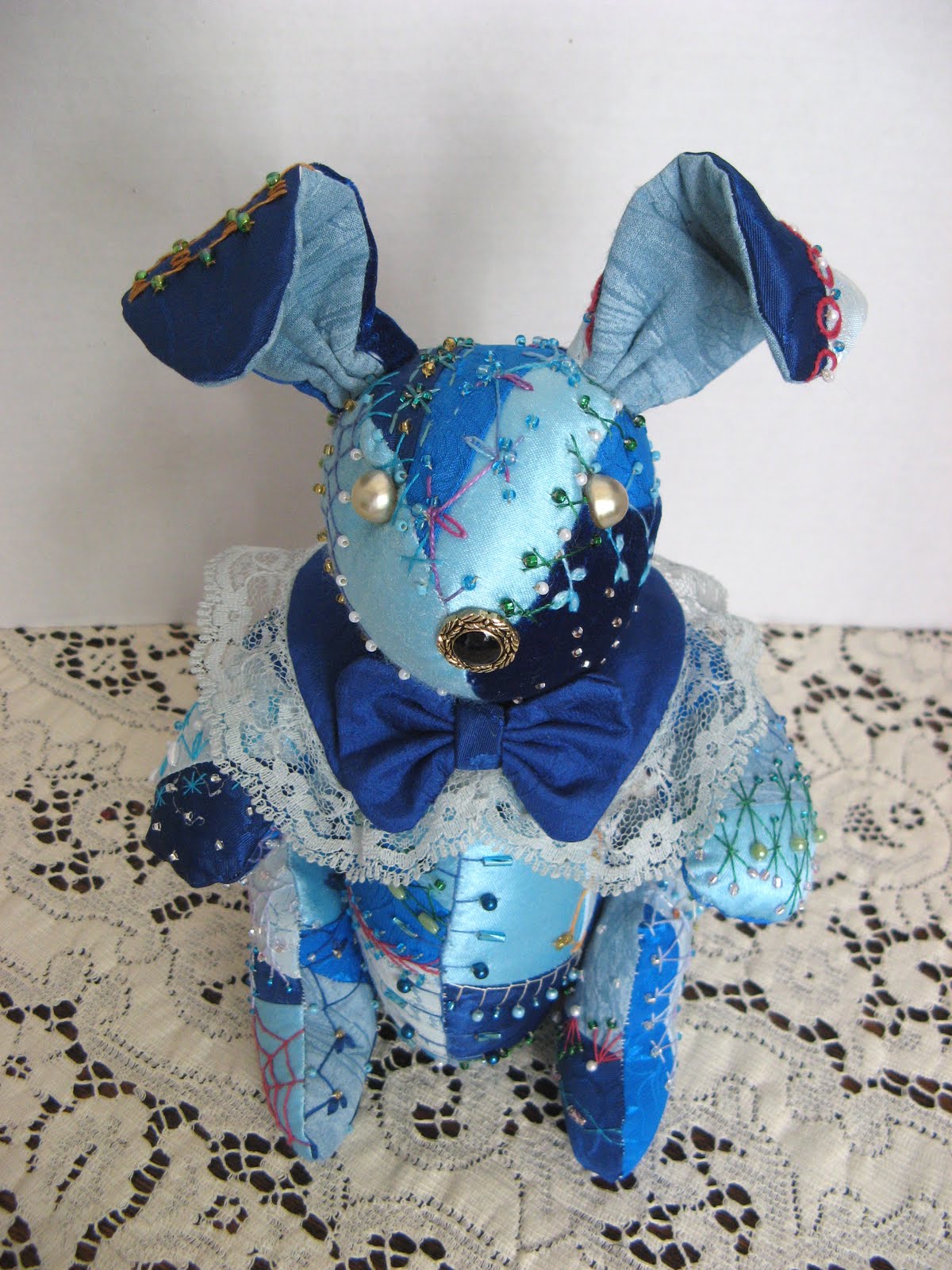 Sewing Southpaw...: Crazy Quilted Faberge Rabbit