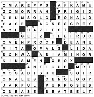 The New York Times Crossword in Gothic: 12.20.08 -- Holoalphabetic