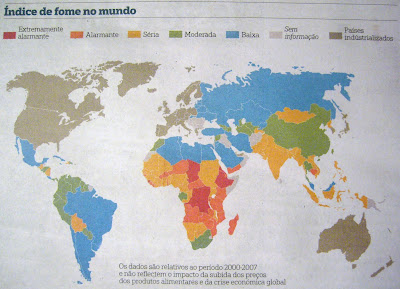 Mapa da Fome no Mundo.