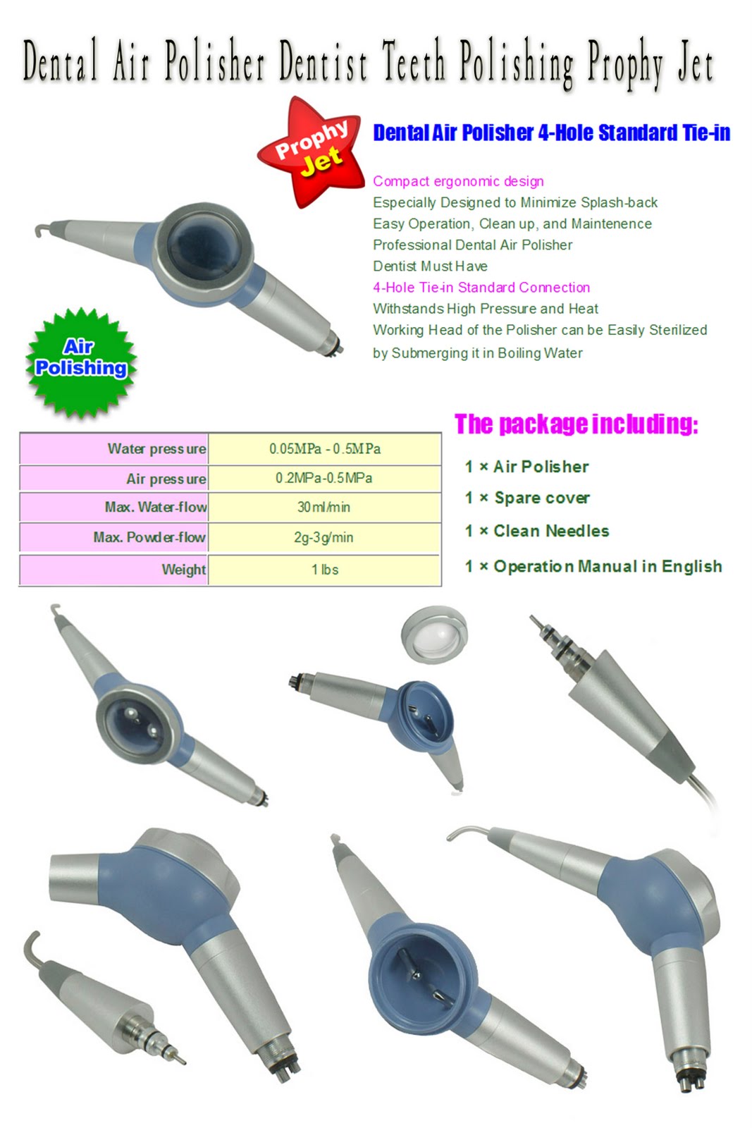 happy market: Dental Air Polisher Dentist Teeth Polishing Prophy Jet