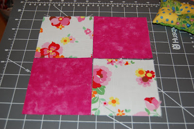 Indigo Blue: Eight- Square Patchwork Pincushion Tutorial.