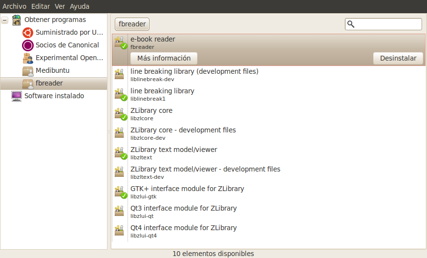 Esbuntu: Lector de Libros, Fbreader