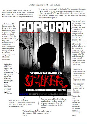 A2 MEDIA: Stalker magazine cover analysis