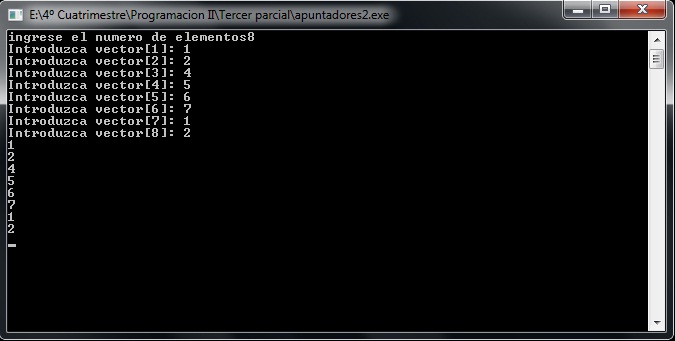 Programacion II: Apuntadores (vector)
