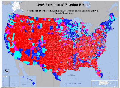 Political Maps Blog: 2008 Presidential Election Results by County ...