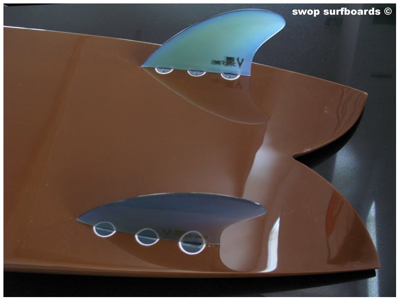 swop surfboards: TURQUOISE / BROWN FISH SURFBOARD