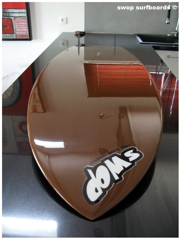 swop surfboards: TURQUOISE / BROWN FISH SURFBOARD