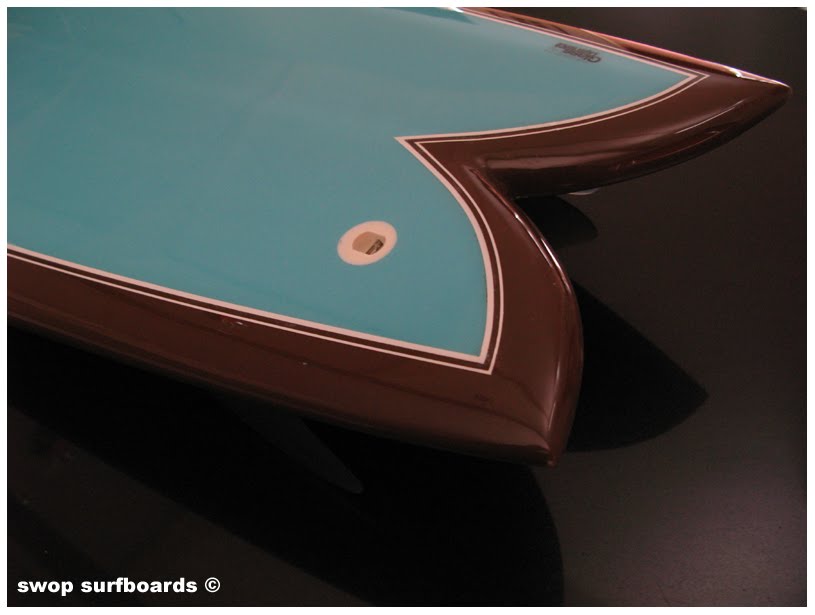 swop surfboards: TURQUOISE / BROWN FISH SURFBOARD