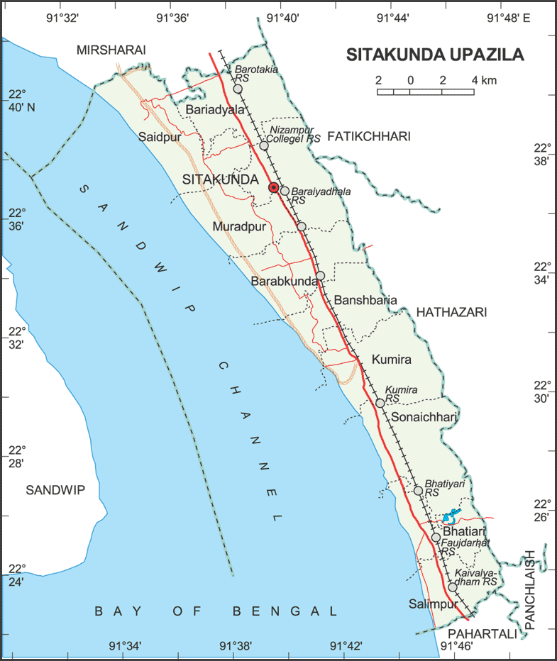 Maps of Bangladesh: Political Map of Sitakundu Upazila