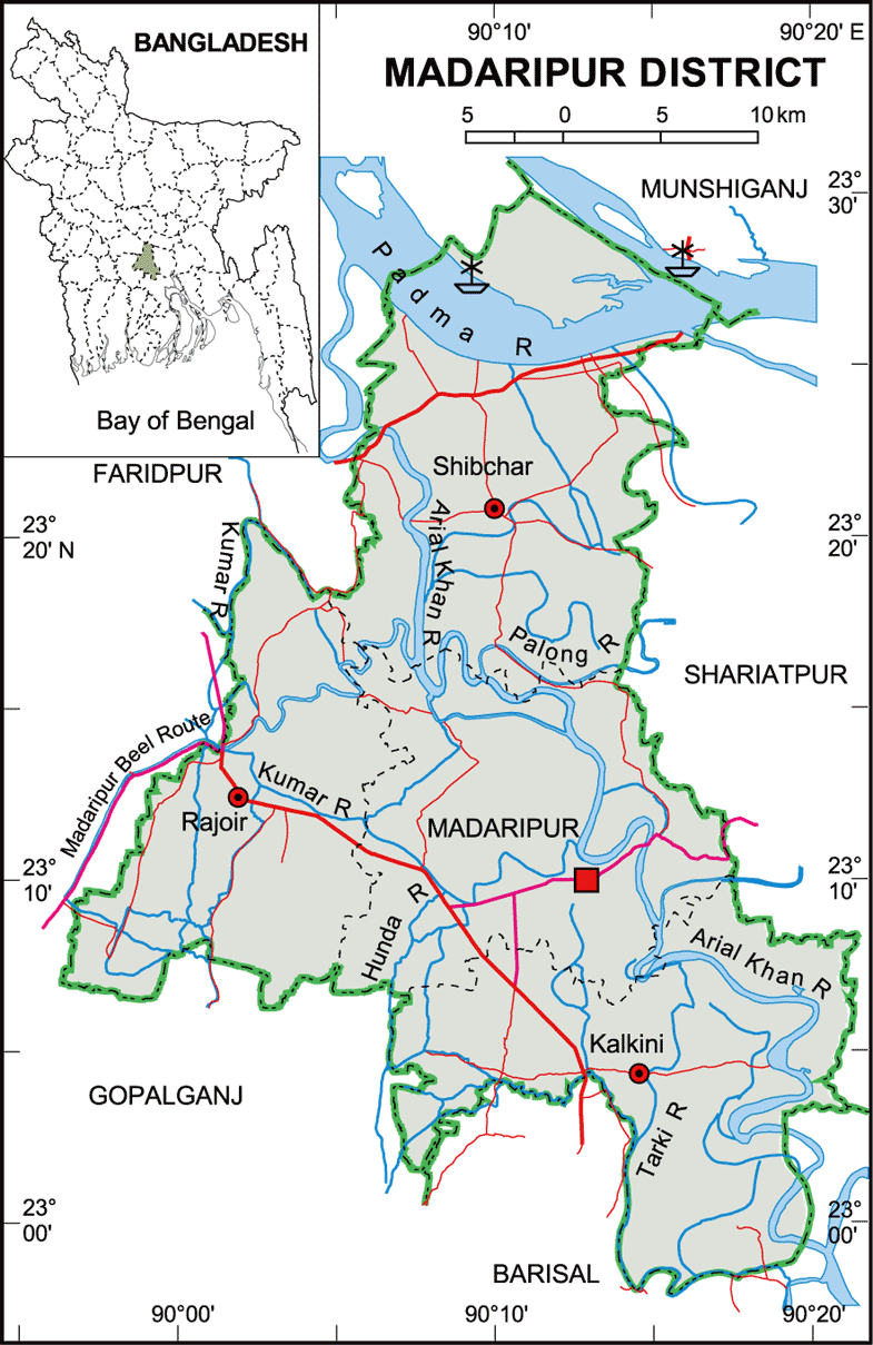 Maps of Bangladesh: Political Map of Madaripur District