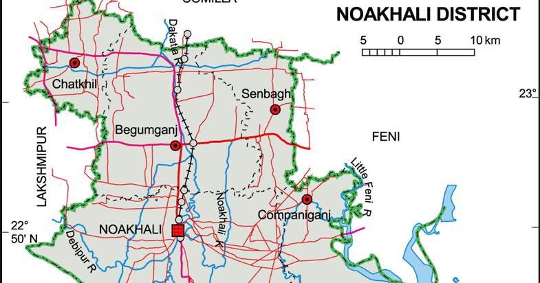 Maps of Bangladesh: Political Map of Noakhali District