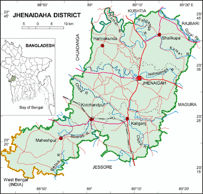 Maps of Bangladesh: Political Map of Jhenaidah District