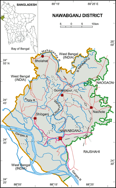 Maps of Bangladesh: Political Map of Nawabganj District