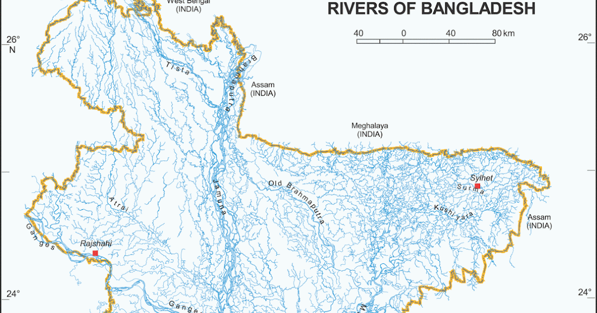 Maps of Bangladesh: Map showing Rivers of Bangaldesh