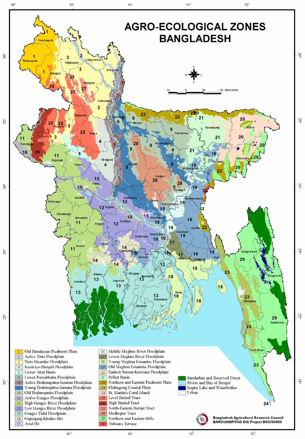 Maps of Bangladesh: Agro-ecological Zones of Bangladesh