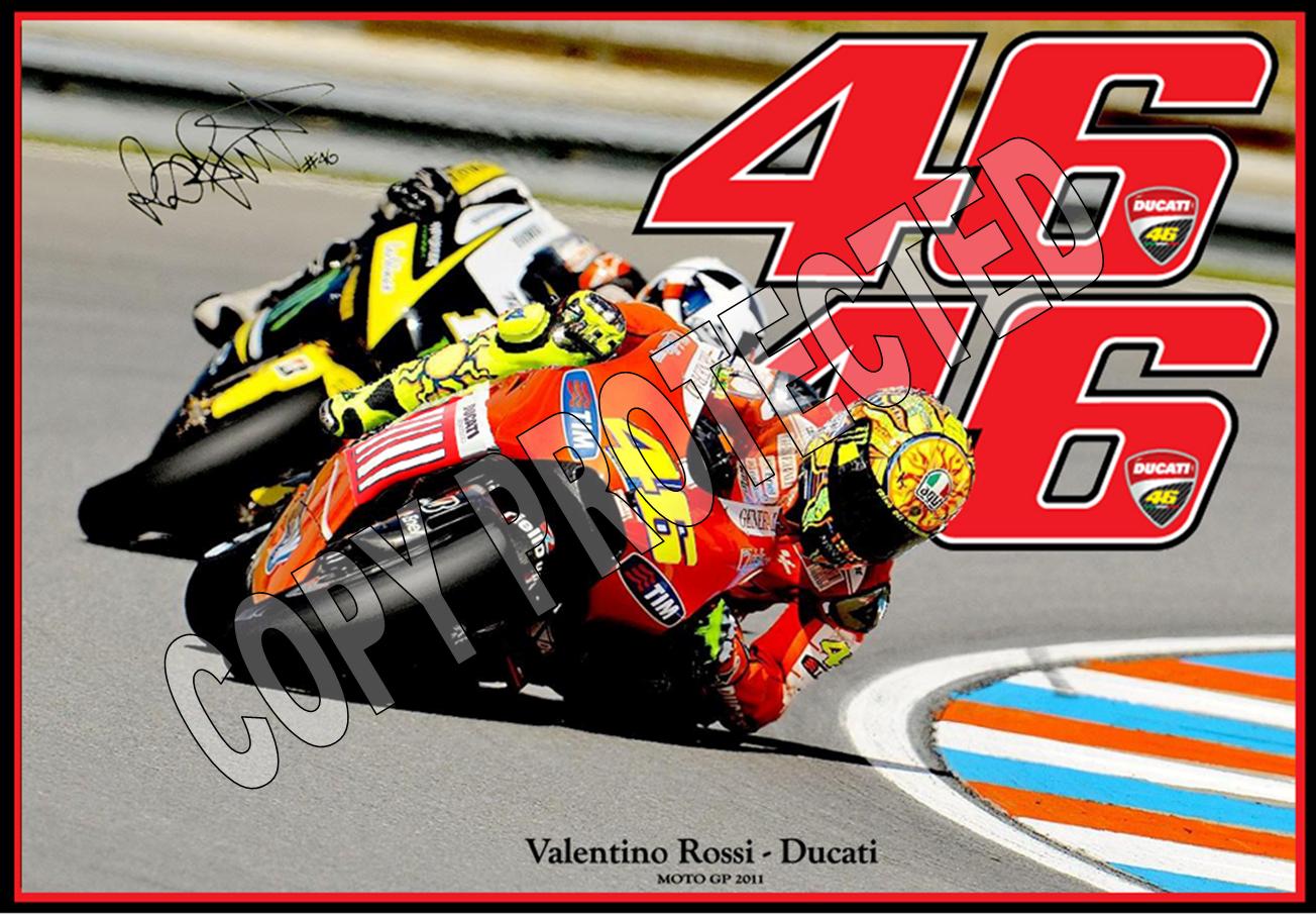 Valentino Rossi 46: SIGNED ROSSI **NEW DUCATI* PRINTS!!!