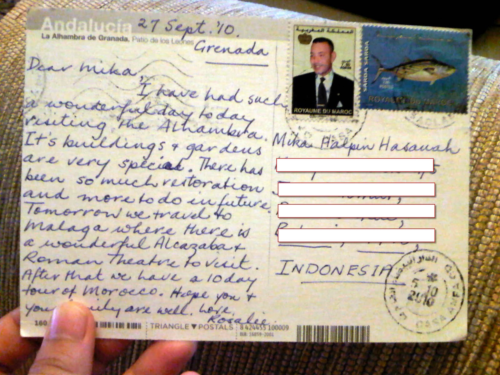 Tracking Mika: Sending Postcard