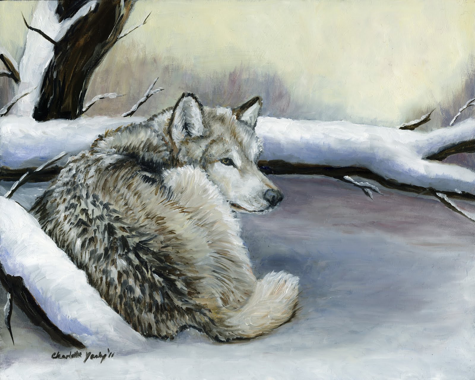 Daily Painters of Pennsylvania: "Wolf in the Snow" Oil Painting by ...