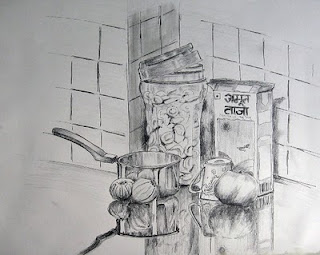 Adventure with Colours: Kitchen Still life sketch