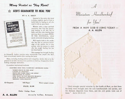 CHURCH HISTORY FILES: VIRTUAL EXHIBIT: 'A.A. ALLEN PRAYER CLOTH' pamphlet
