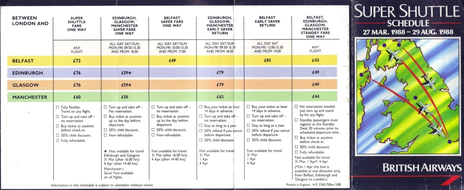 Airline memorabilia: British Airways (1988), Super shuttle