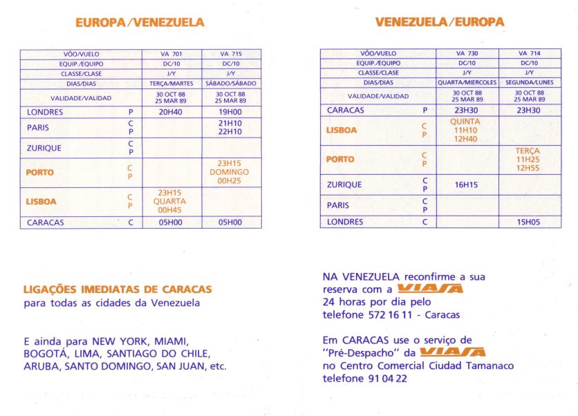 Airline memorabilia: Viasa (1989), Portugal