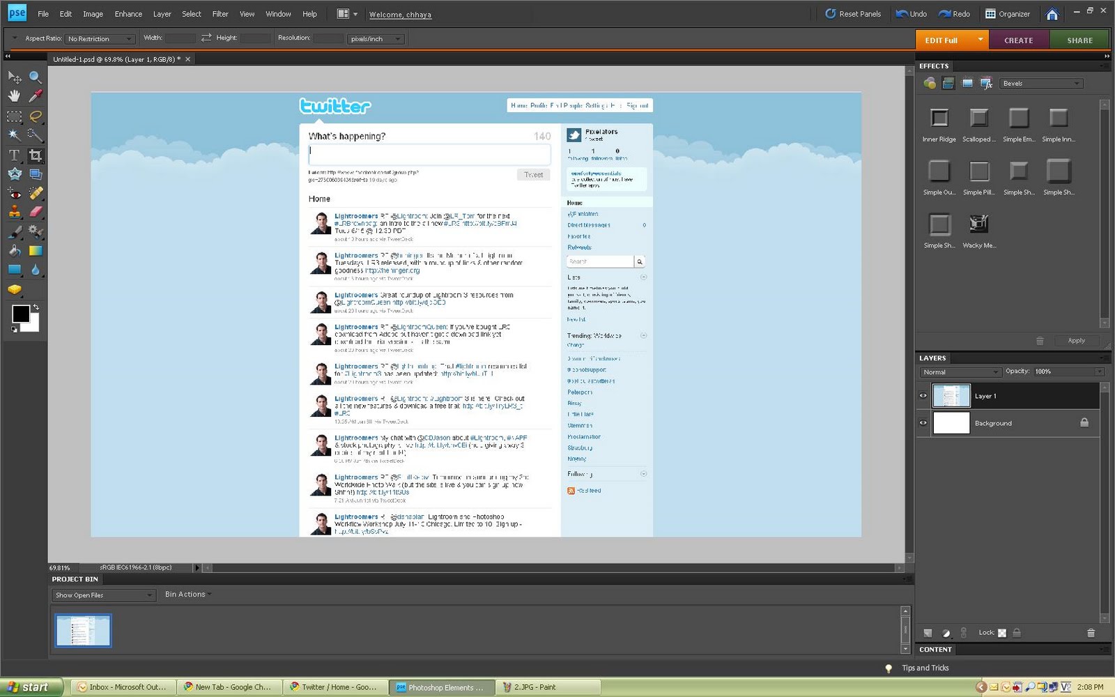 How to design a twitter background with your own images - By Chhaya Pandey