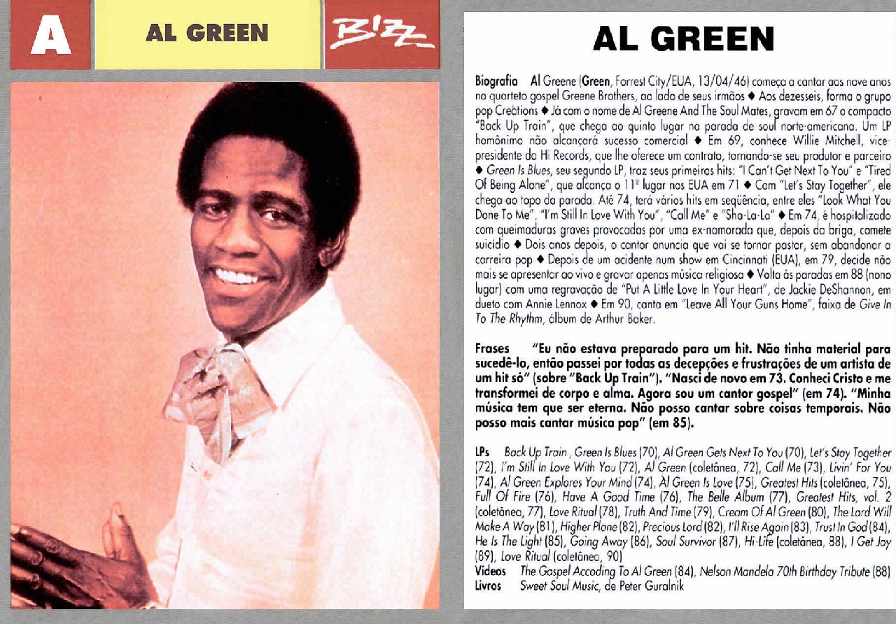 Flashback Bizz: Fichas do Rock - Al Green