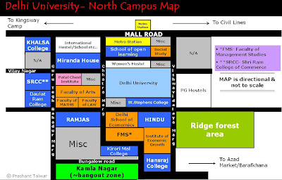 Delhi University Admissions 2009: Simple map of North campus (Delhi ...