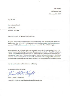 Zion Belvidere 115th Anniversary: Letters from past pastors and members