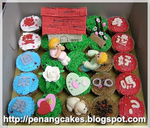 Cupcakes theme with Q-human figure, building, candle light dinner, lots ...
