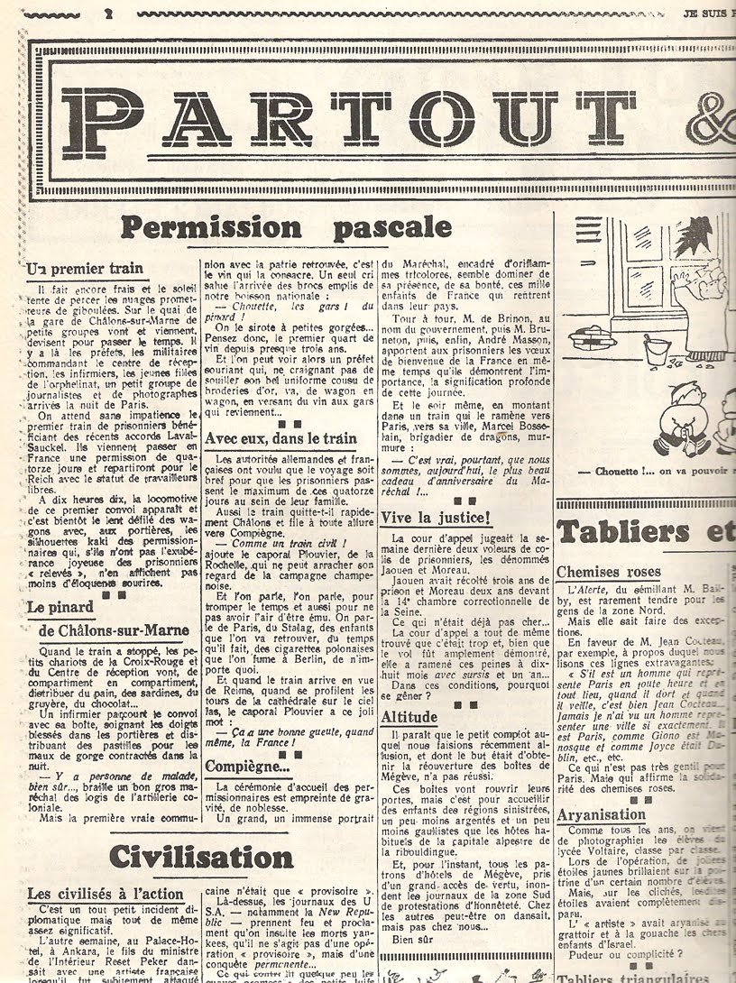PUB ET MANCHETTES D'HIER: 1943 - JE SUIS PARTOUT du Vendredi 30 Avril