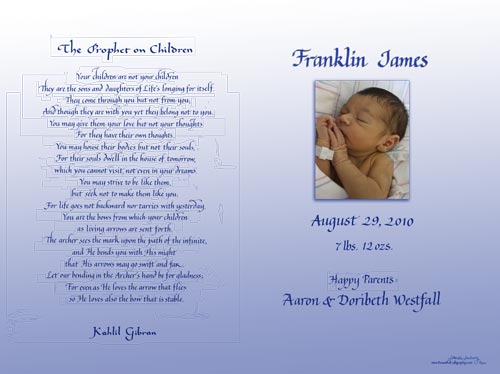 Beautiful Calligraphy: Calligraphy Decorative Baby BIrth Certificates