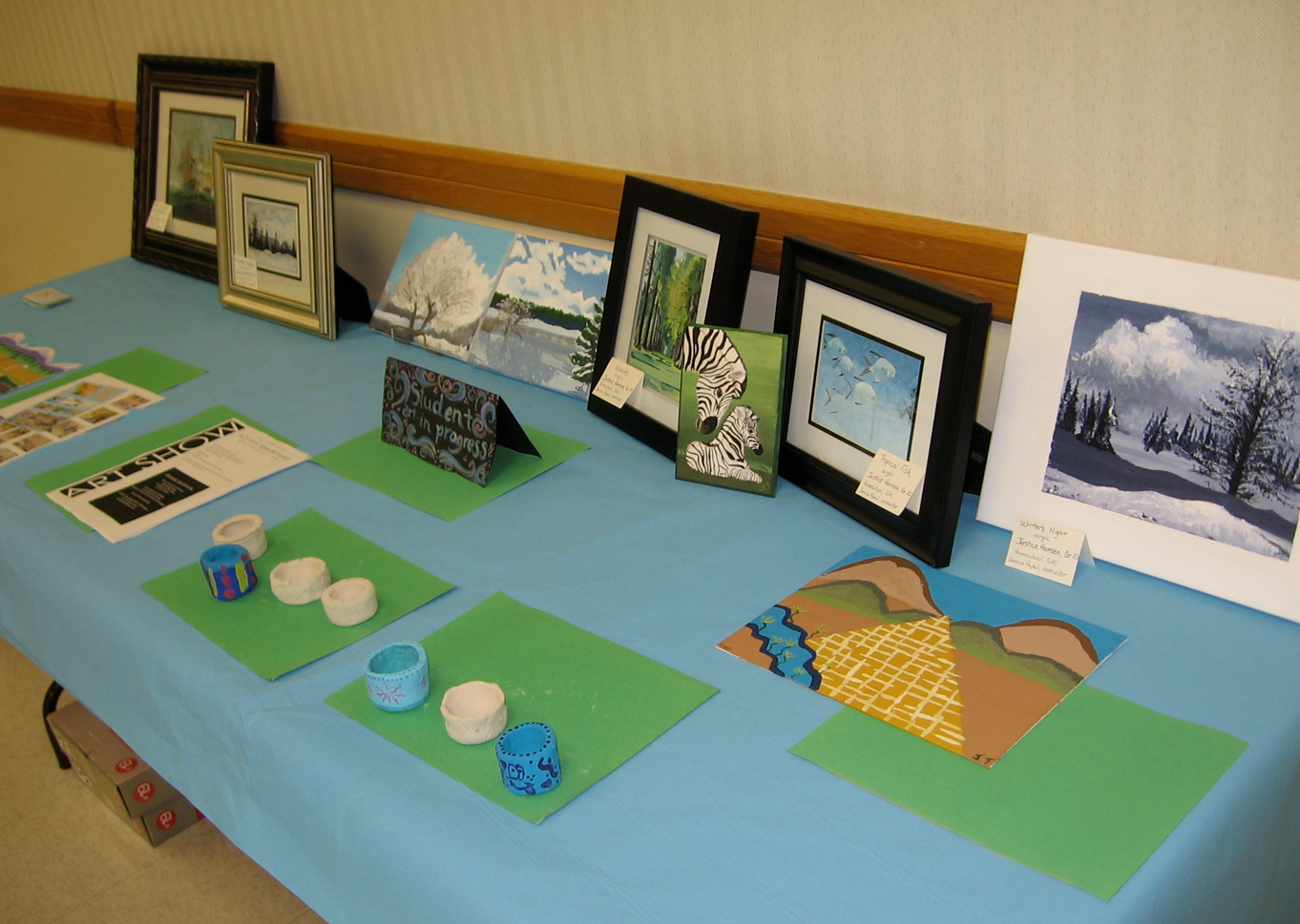 Art Instructor Danica Papali: Student Art Work Table