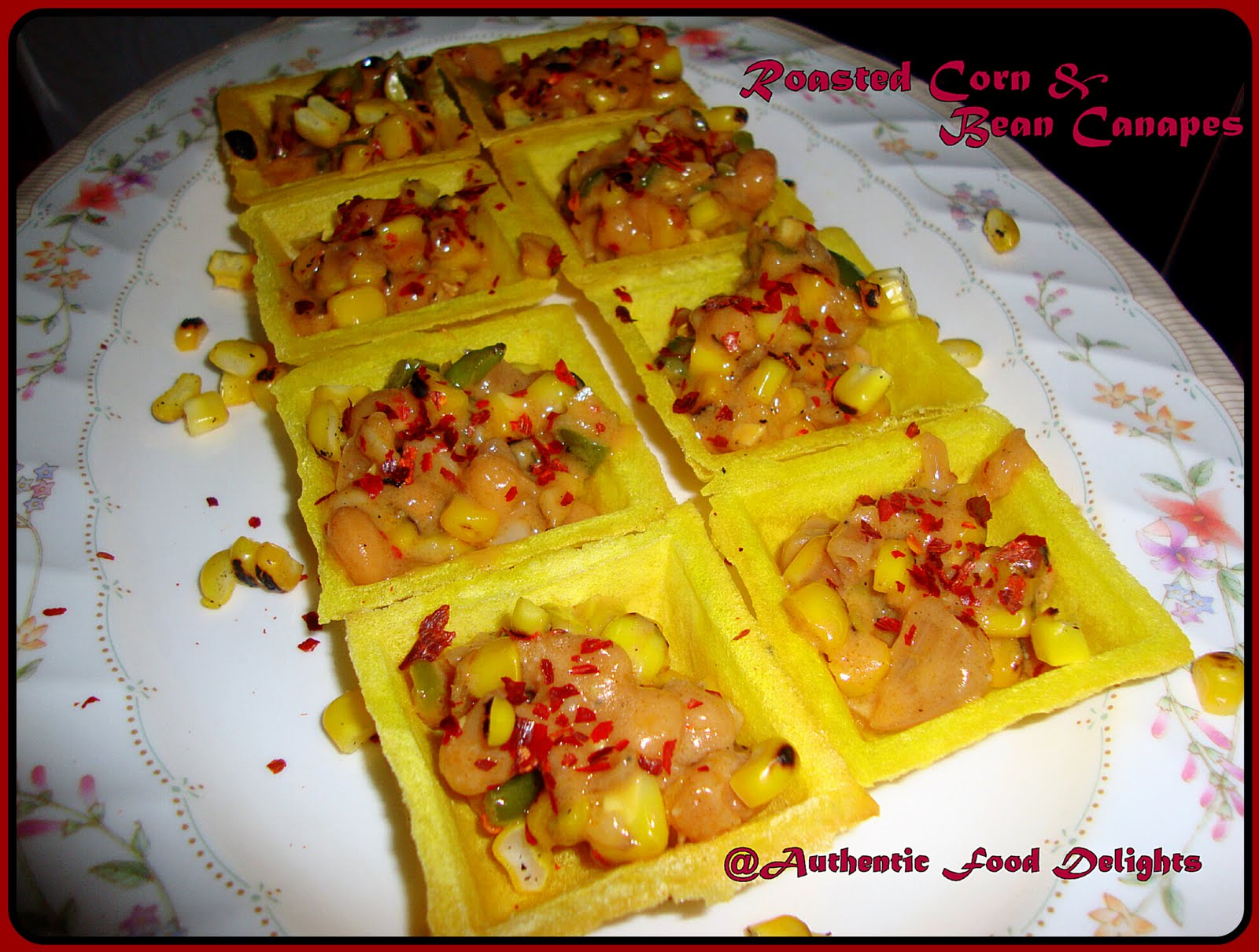 Authentic Food Delights: Roasted Corn & Bean Canapes