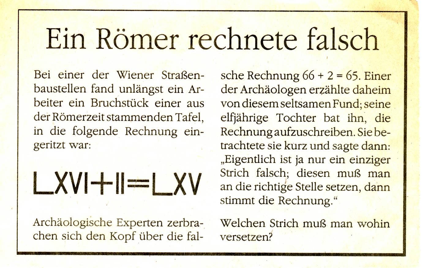 Makros von OMA, OPA & Co: Zahlenrätsel