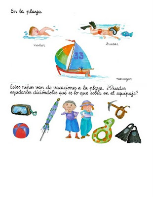 EJERCICIOS DE LENGUAJE PARA NIÑOS - EN LA PLAYA : FICHAS PARA NIÑOS