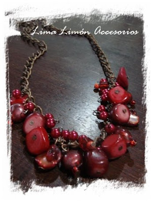 Lima Limón Accesorios: Collar corto, de piedras rojas, piedras ...