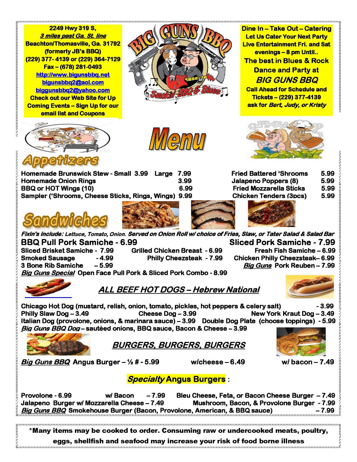 BIG GUNS BBQ, INC: Our Menu