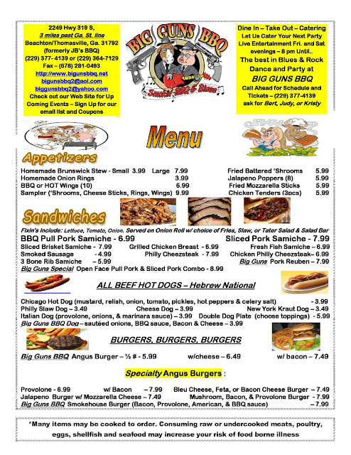 BIG GUNS BBQ, INC: Our Menu