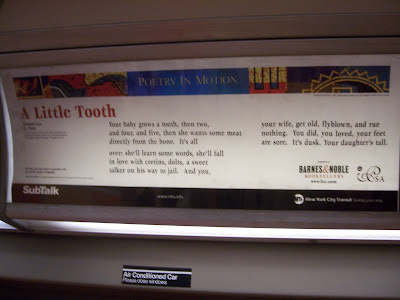 BillyBlog: New Poem on NYC subway's "Poetry in Motion" series