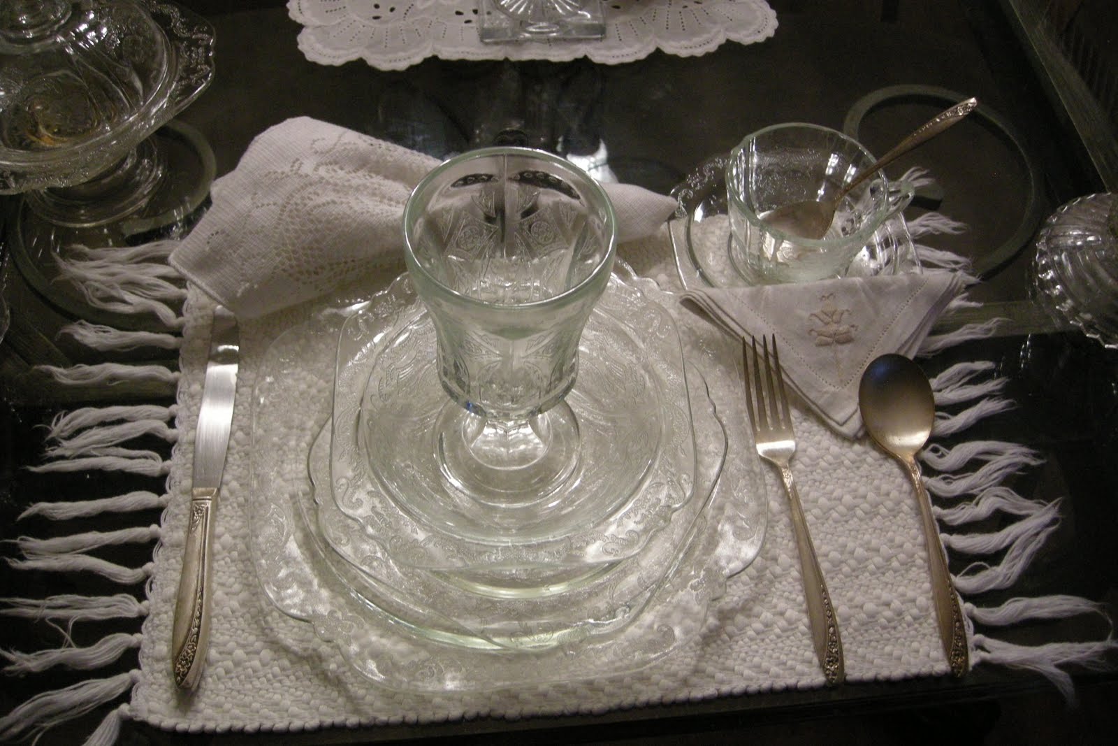 Domestic Diva At Work: 33rd Tablescape - Depression Glass Recollection